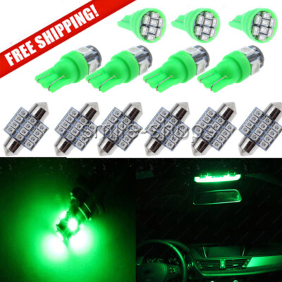 13Pcs Green LED Car Lights Interior Package Kit Dome License Plate Lamp ...