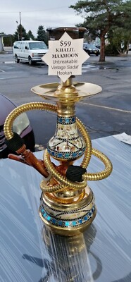 khalil maamoon new style EGYPT hookah 19" sadaf seashell vintage golden ...