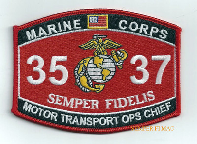 MOS 3537 MOTOR TRANSPORT MT OPERATIONS OPS CHIEF HAT PATCH US MARINES ...