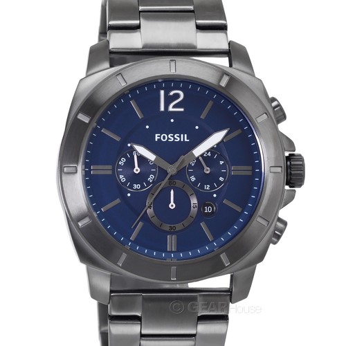 FOSSIL Privateer Mens Chronograph Watch Dark Blue Dial Gray Stainless ...