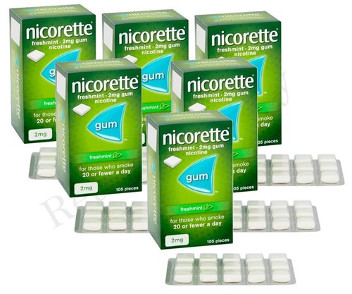 Nicorette Freshmint 2mg Gum 105 Pieces 6 Pack FAST DISPATCH Exp = July ...