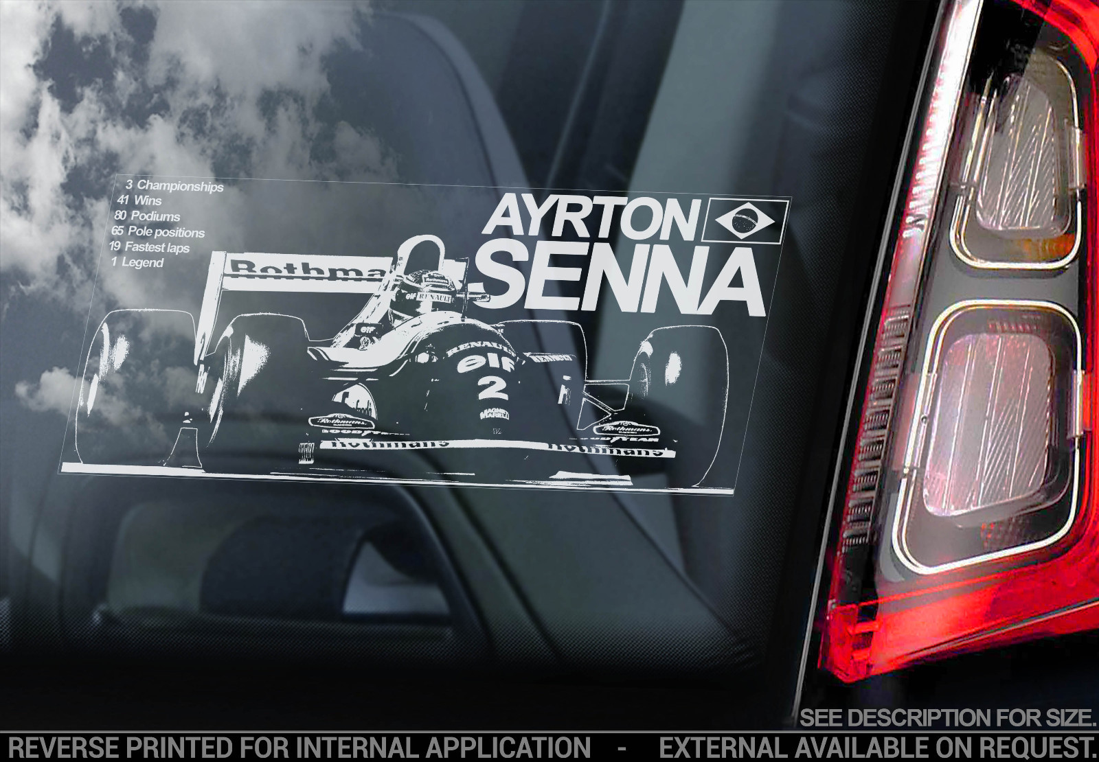 AYRTON SENNA Car Sticker, Formula One F1 Window Bumper Decal Sign Gift ...