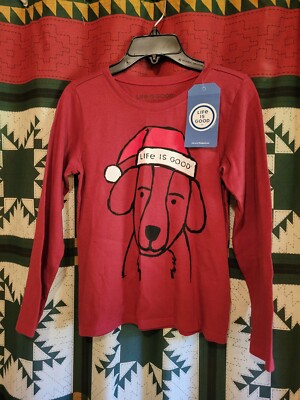Life Is Good Girls Christmas Theme Shirt girls size L new | eBay
