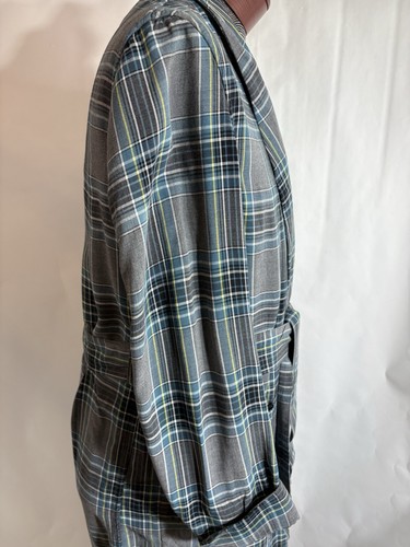 Vintage State-O-Maine Plaid Knit Robe Smoking Jacket Large Gray, Green ...