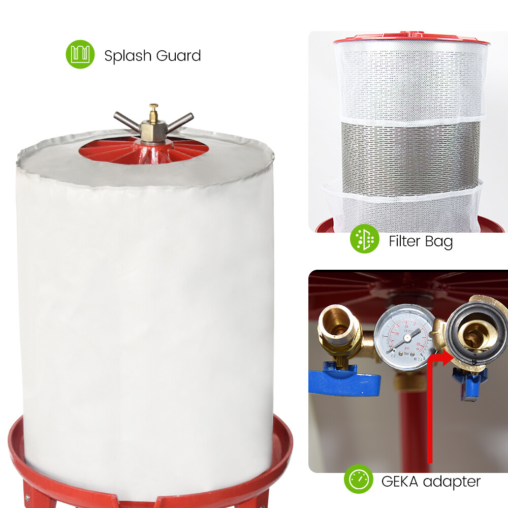 5.3 Gallon Hydropress Cider Wine Fruit Press with Filter Bag/Splash ...