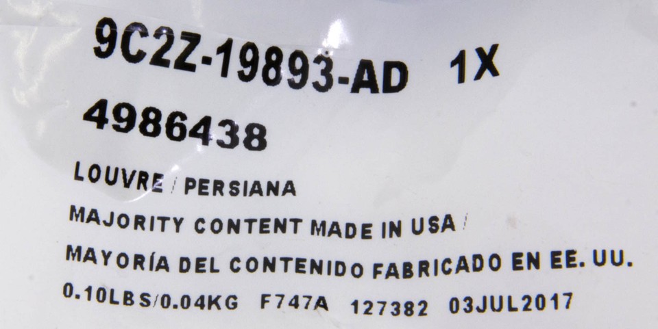 2009-2019 Ford Econoline Rear AC Ceiling Roof Air Vent Louvre Black ...