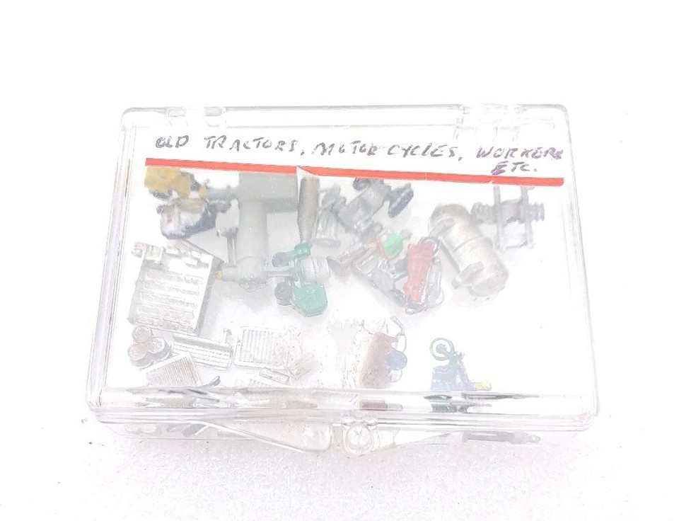 N Scale Pewter Figures Workmen Tractors Motorcycles Cement Mixer Farm ...