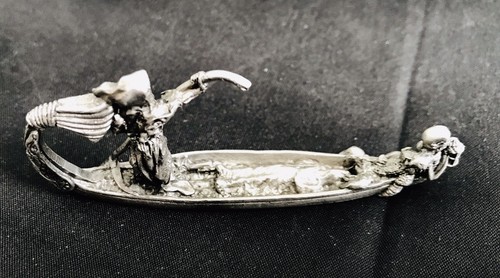 Pewter GRIM REAPER CANOE Skeleton Death Boat Charon Silver Metal ...