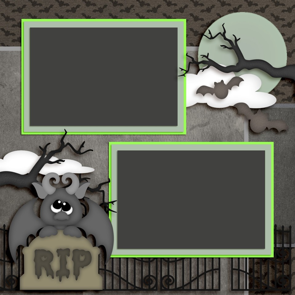 CEMETERY - Halloween - 2 Premade Scrapbook Pages - EZ Layout 3536 | eBay