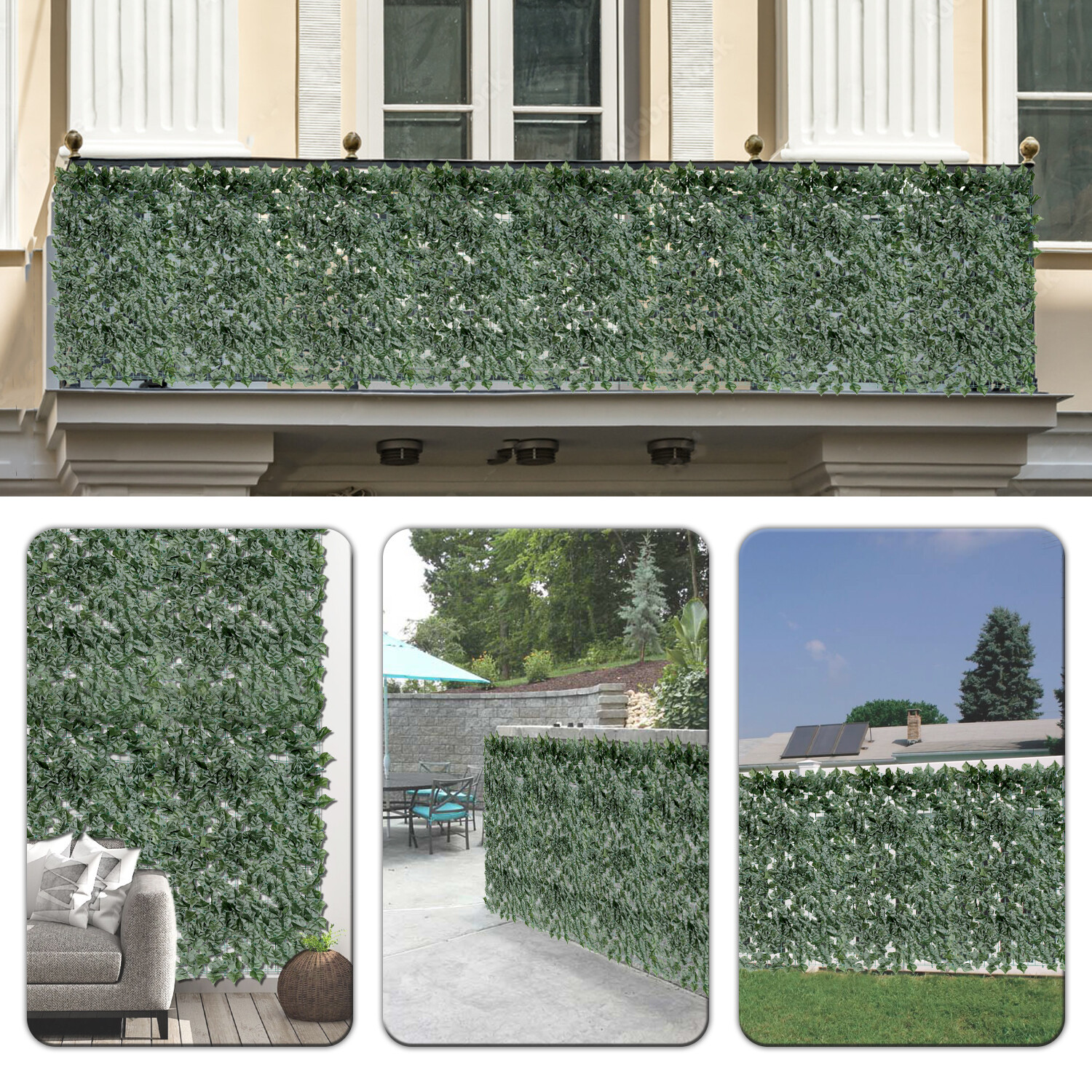 4'x8' Artificial Faux Ivy Dark Leaf Privacy Fence Panel Screen Wall ...