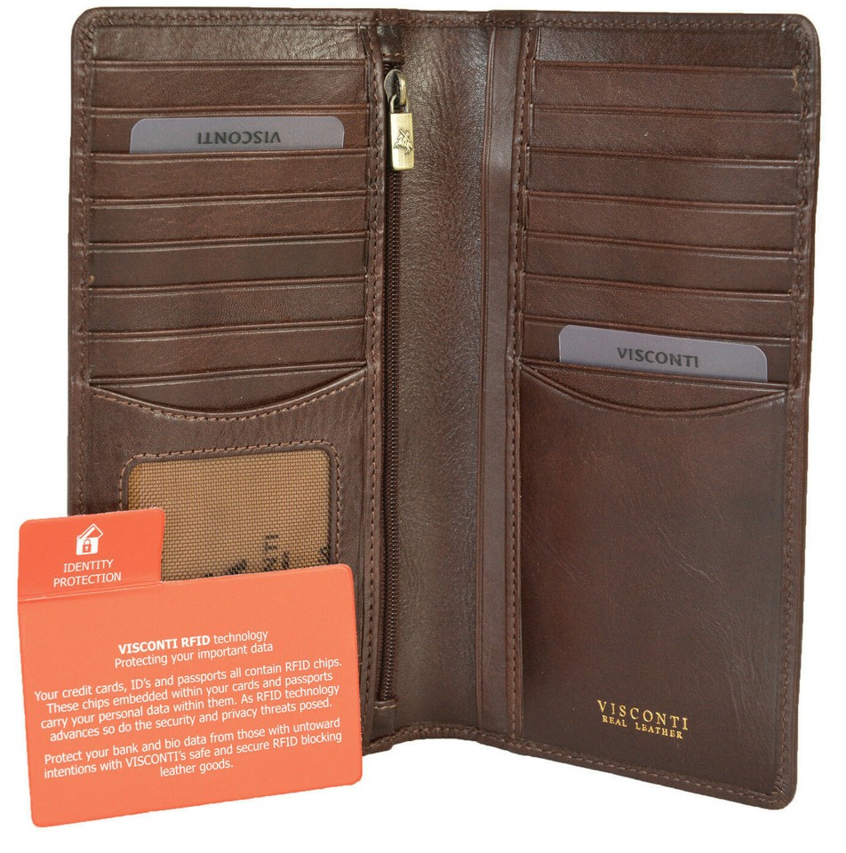 Visconti Mens Real Leather RFID Long Cash & Coin Jacket Wallet Gift ...