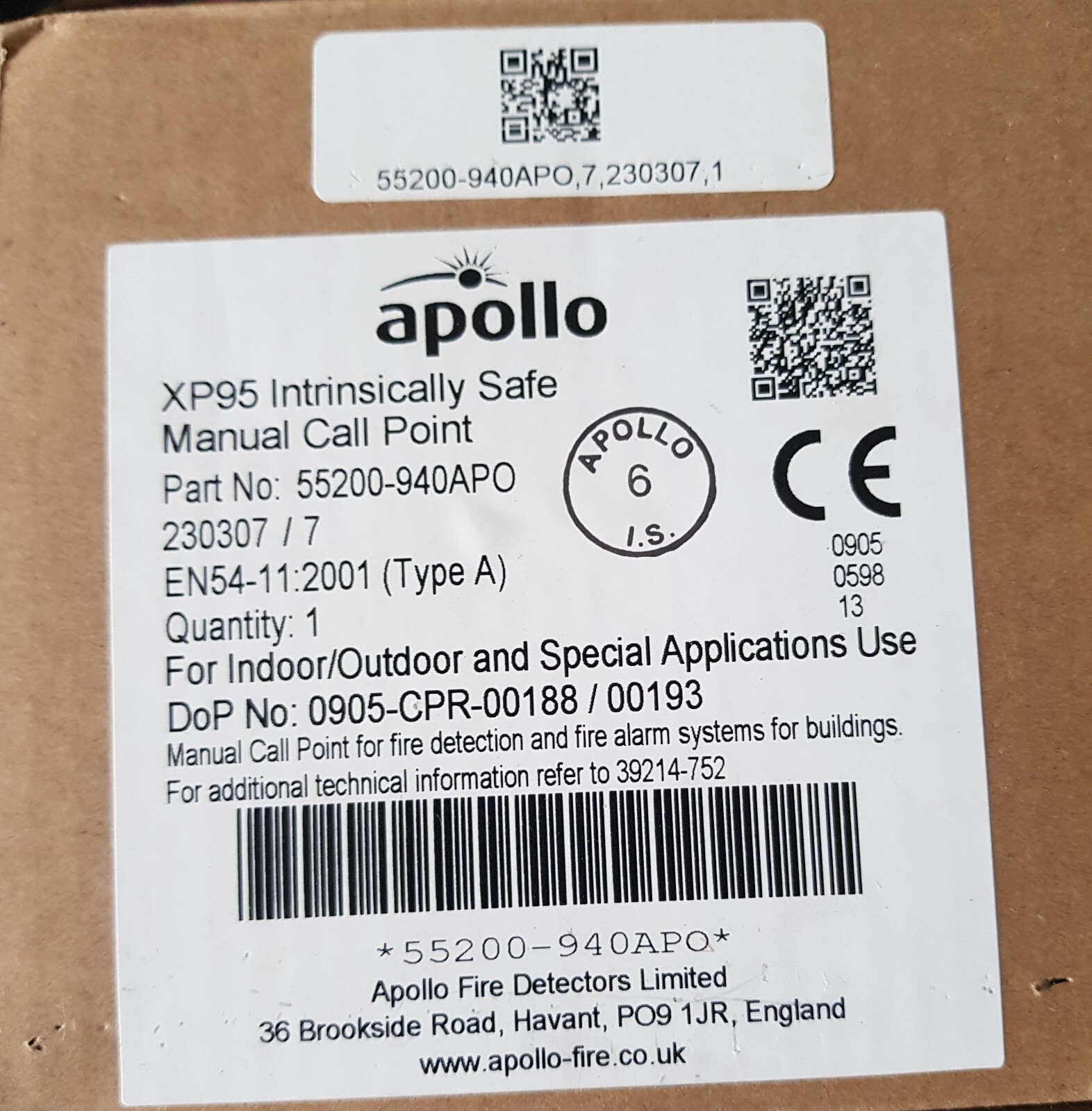 Apollo XP95 Intrinsically Safe Manual Call Point 55200-940 APO Fire ...