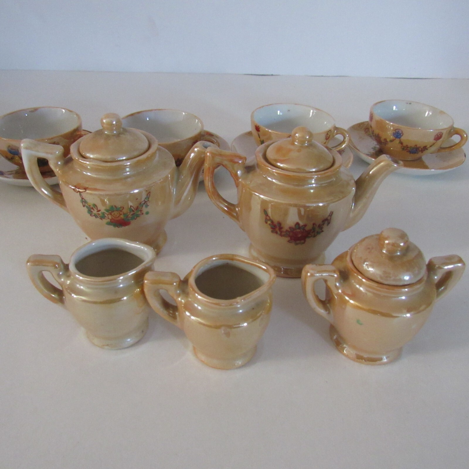 Vintage Child Tea Service Set Lusterware Japan 14 pc teapot teacup ...