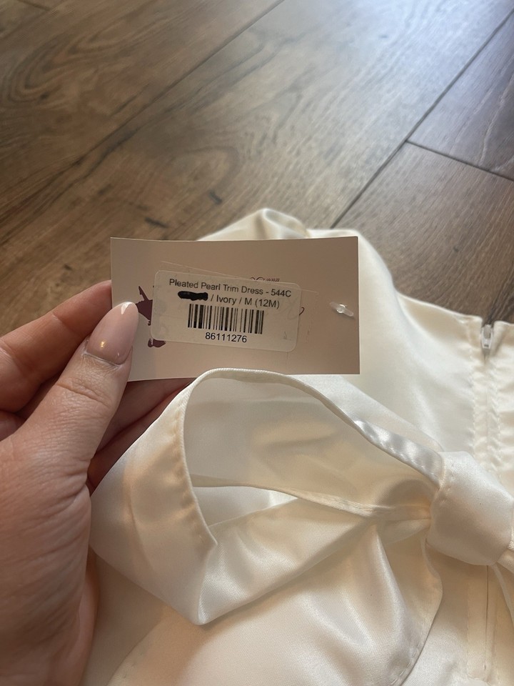 NWT Kids Dream Flower Girl Pleated Pearl Trim Dress Ivory Size 12 M | eBay