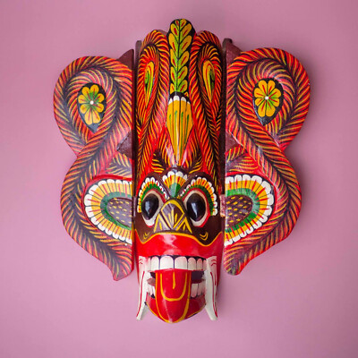 10 inch Exquisite Handcrafted Traditional Tribal Tiki Devil Mask Red ...
