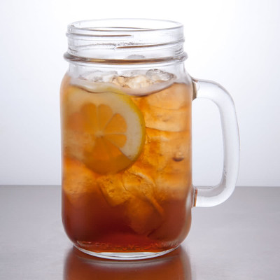 12 - 16 OZ ICED TEA DRINKING MASON JARS GLASS W/HANDLE LIBBEY GLASS ...