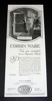 1920 OLD MAGAZINE PRINT AD, CORBIN WARE, YOU ARE ENTITLED TO A SQUARE ...