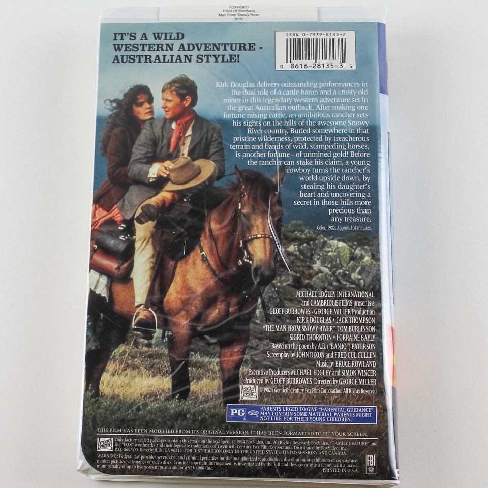 The Man from Snowy River VHS 1994 20th Century Fox Family Classic Film ...