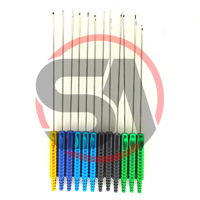 Liposuction Cannulas Set Fixed Handle Plastic Surgery Instrument 12 Pcs ...