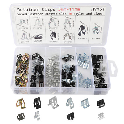 100PCS Auto Fastener U-Clip Trim Panel Spring Clip Kits for VW Audi ...