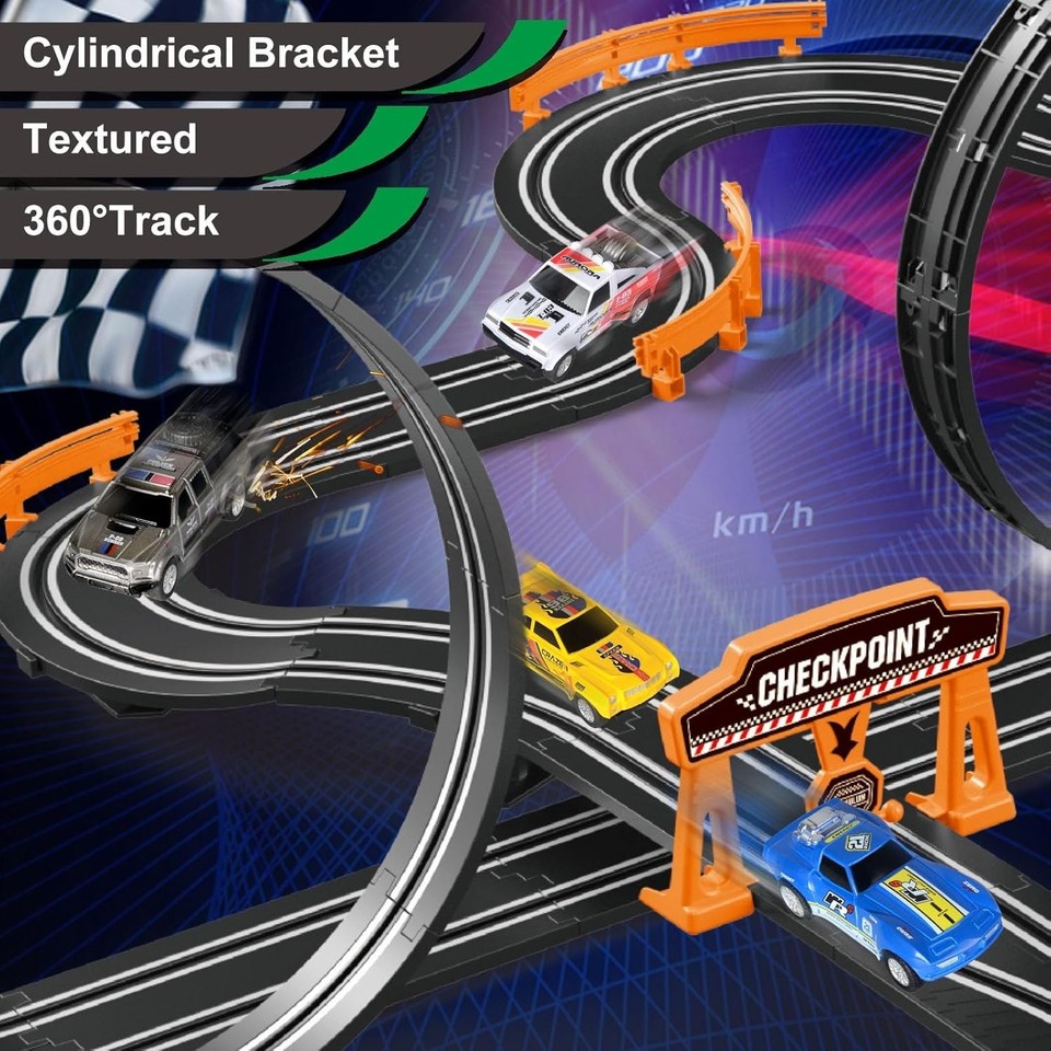 Slot Car Race Track Set Electric Powered Race Track Dual Racing Car ...