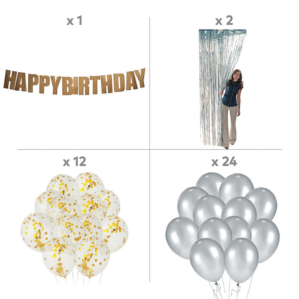 Silver & Gold Party Backdrop Decorating Kit - 39 Pc | eBay