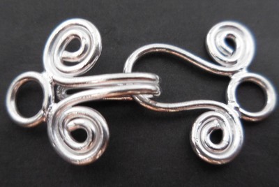 4 Set 40X20mm Swirl Sprial Wire Clasp Sterling Silver Plated as-562 ...
