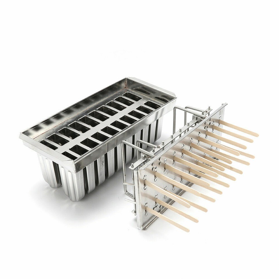 20x Stainless Steel Molds Ice Pop Lolly Popsicle Ice Cream Stick Holder ...
