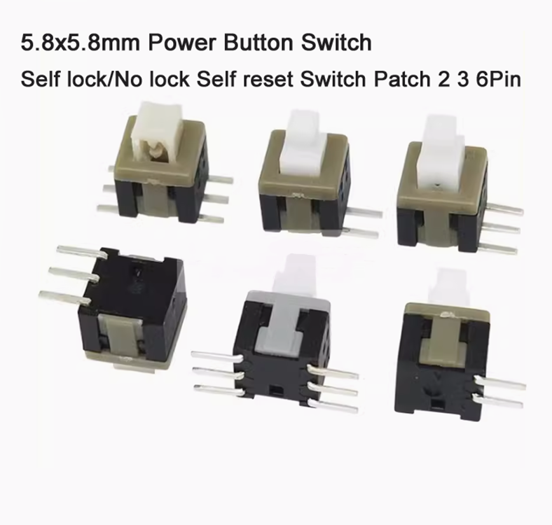 5.8x5.8mm Power Button Switch Self lock/No lock Self reset Switch Patch ...