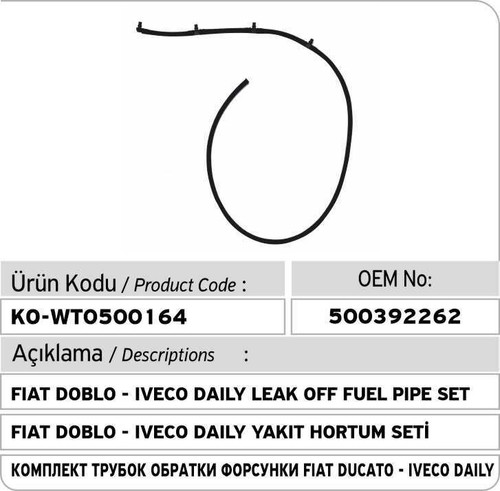 Fuel Injector Return Pipes For Iveco Daily Fiat Ducato 2.3 JTD ...