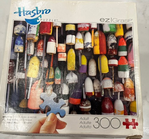 Hasbro Ez Grip 300 Piece Jigsaw Puzzle Vintage Wood Fishing Bobbers ...