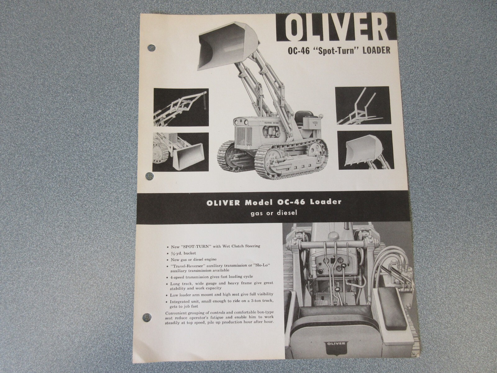 Oliver Crawler OC-46 Loader Sales Brochure 2 Page | eBay