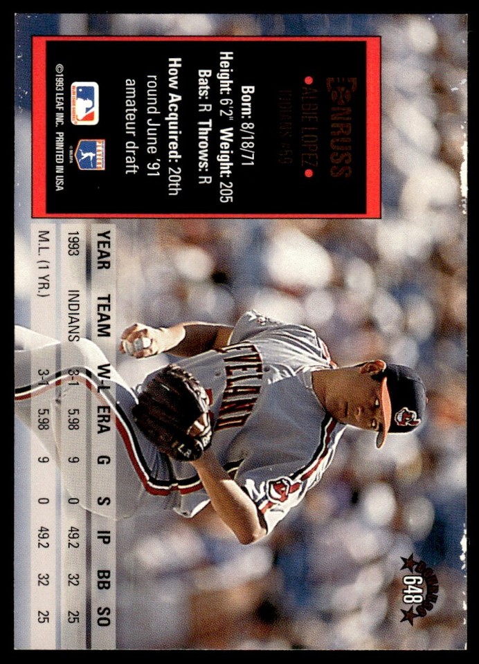 1994 Donruss Baseball Card Albie Lopez p Pittsburgh Pirates #648 | eBay