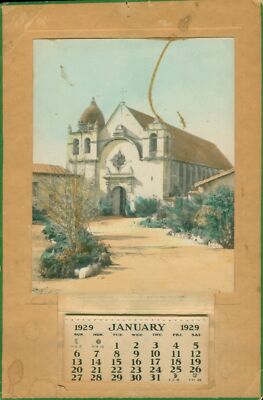 1929 Full Calendar Color Church Image Christmas Gift Family Unused ...