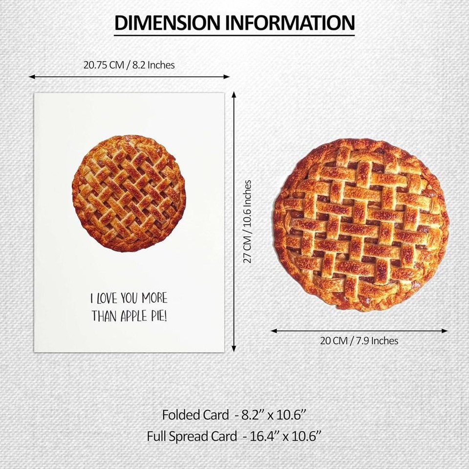 Apple pie Shaped Greeting Card, Apple pie Love Card, for Him Her, Cute ...