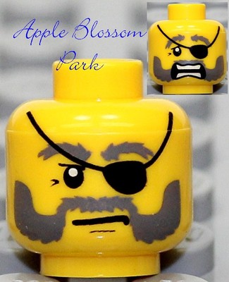 NEW Lego Male MINIFIG HEAD Pirate w/Black Eye Patch Gray Beard - Castle ...