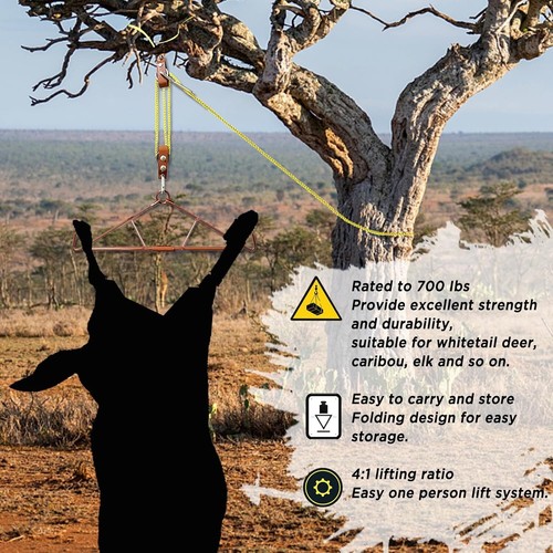 Game Hoist Gambrel with 700LB Capacity Deer Hanger and Elk Dual Pulley ...