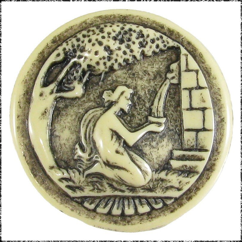 Large Polyester Button, Woman at Wall Fountain, Painted & Buffed | eBay