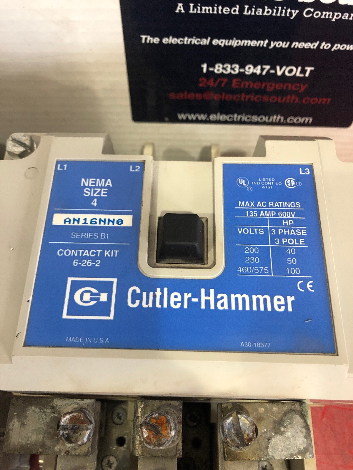 Cutler Hammer Two Speed Motor Starter AN16NN0 Size 4 135 Amp 600 Volt ...