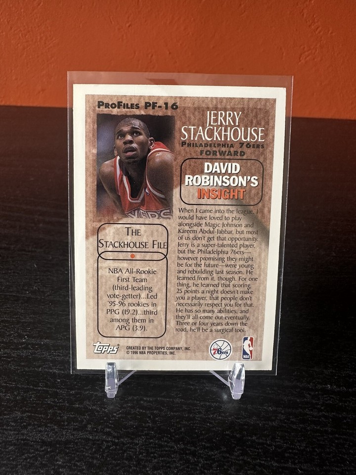1996-97 Topps Profiles Pro Files #PF-16 Jerry Stackhouse Philadelphia ...