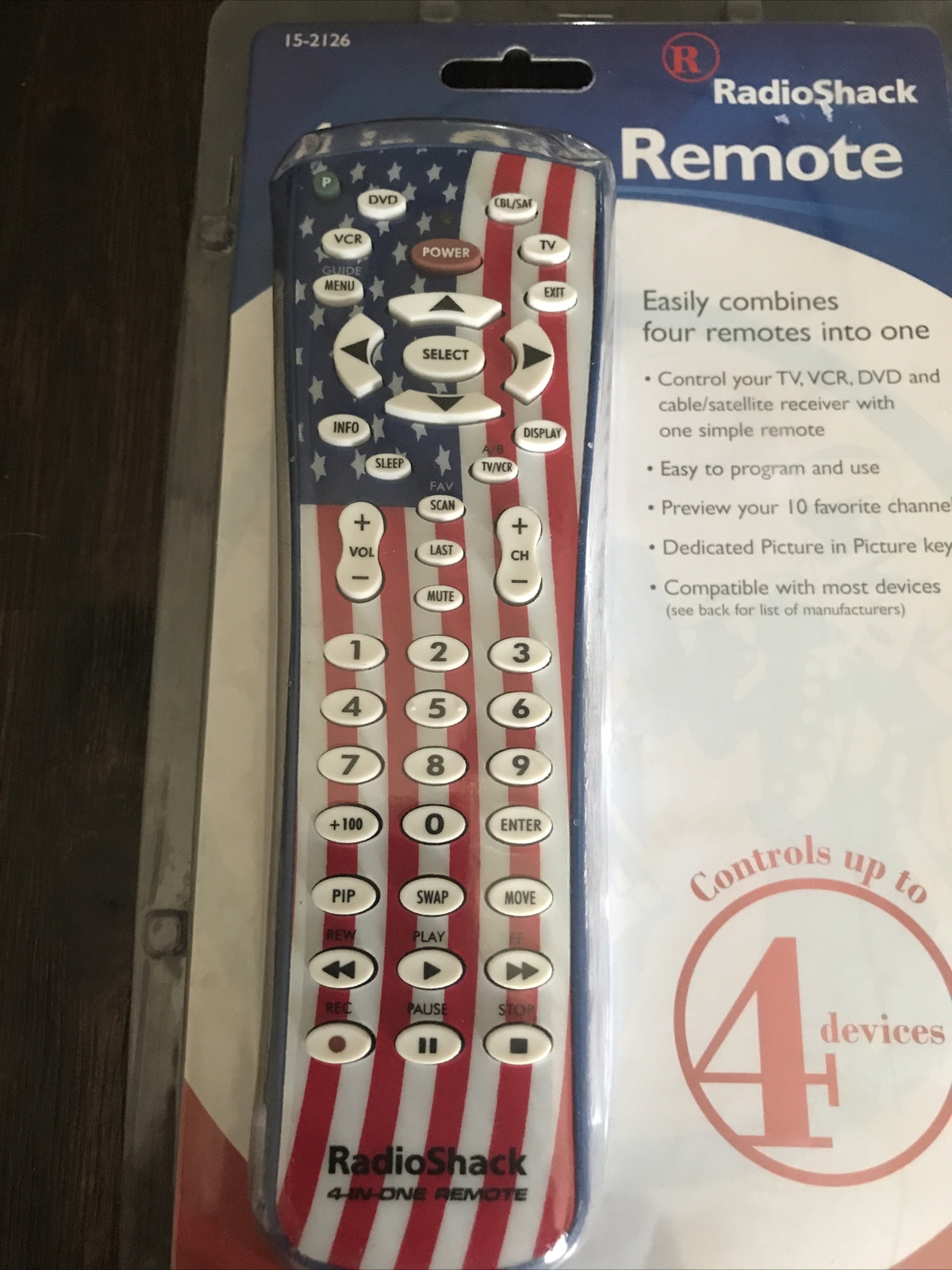 Radio Shack 4-in One. Remote, American Flag style, NEW in SEALED ...