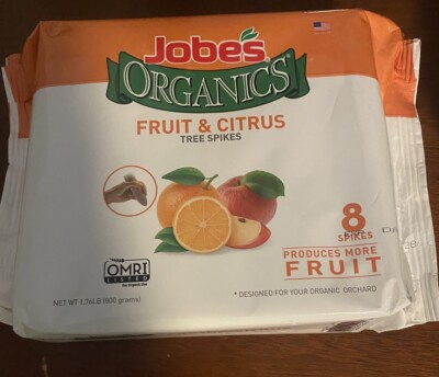 Jobe’s Organics Fruit & Citrus Tree Fertilizer Spikes, 8 Spikes 1.76lbs ...