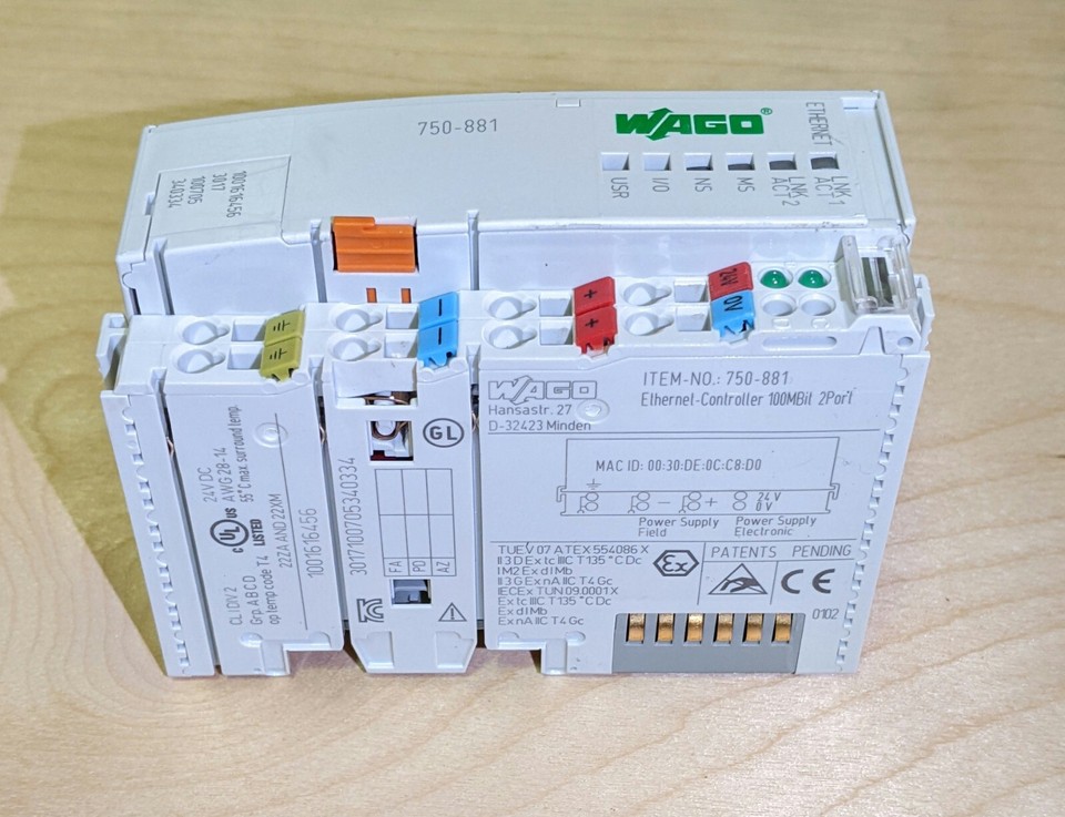 WAGO 750-881 PLC - ETHERNET Programmable Fieldbus Controller 32-bit CPU ...