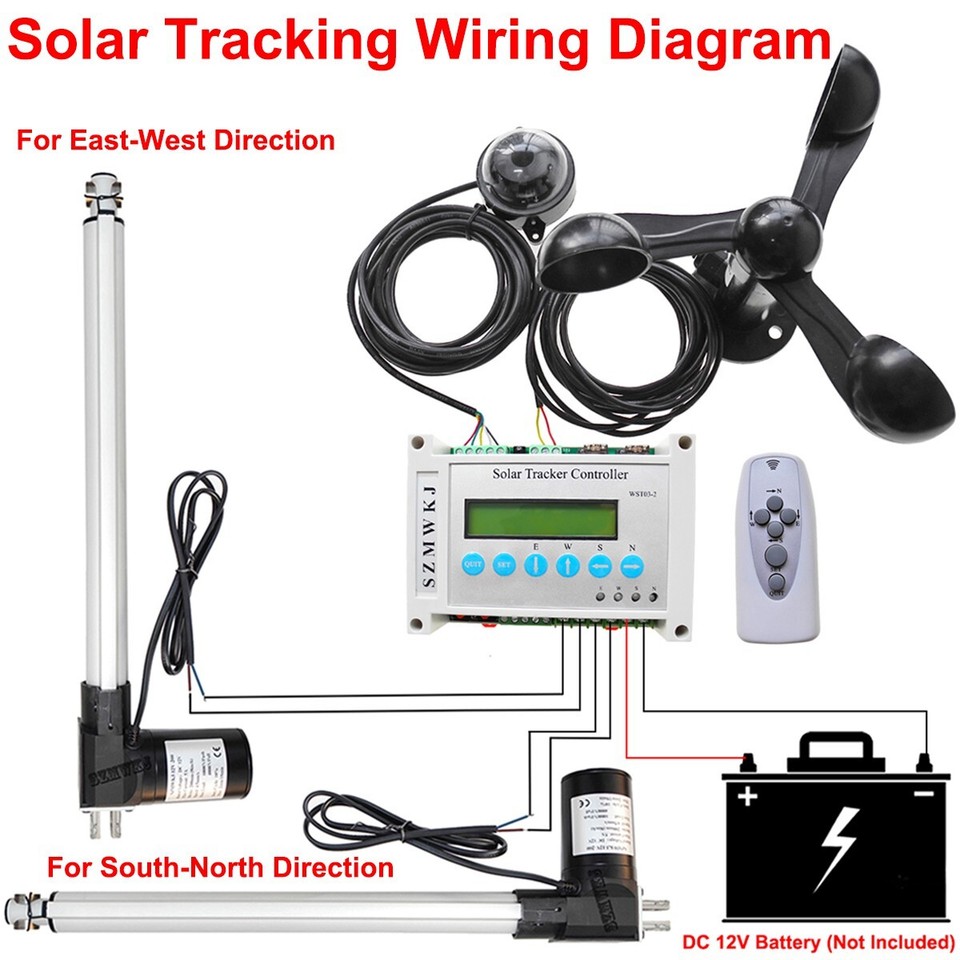 6000N Dual Axis Solar Tracking Tracker Kit W/ 2PCS Linear Actuator W ...