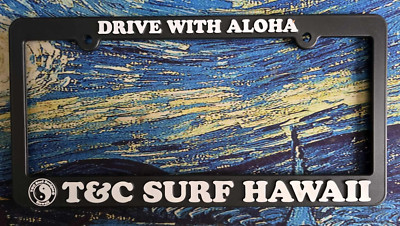 T&C Surf Designs Town & Country Logo DRIVE WITH ALOHA License Plate ...