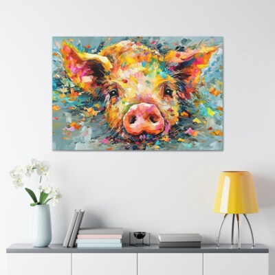 Abstract Pig Paintings in Palette Knife Style Wall Art Canvas Unframed ...