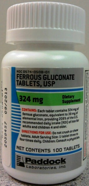 Perrigo Ferrous Gluconate Dietary Iron Supplement Tablet 200 Ct Total 2 ...