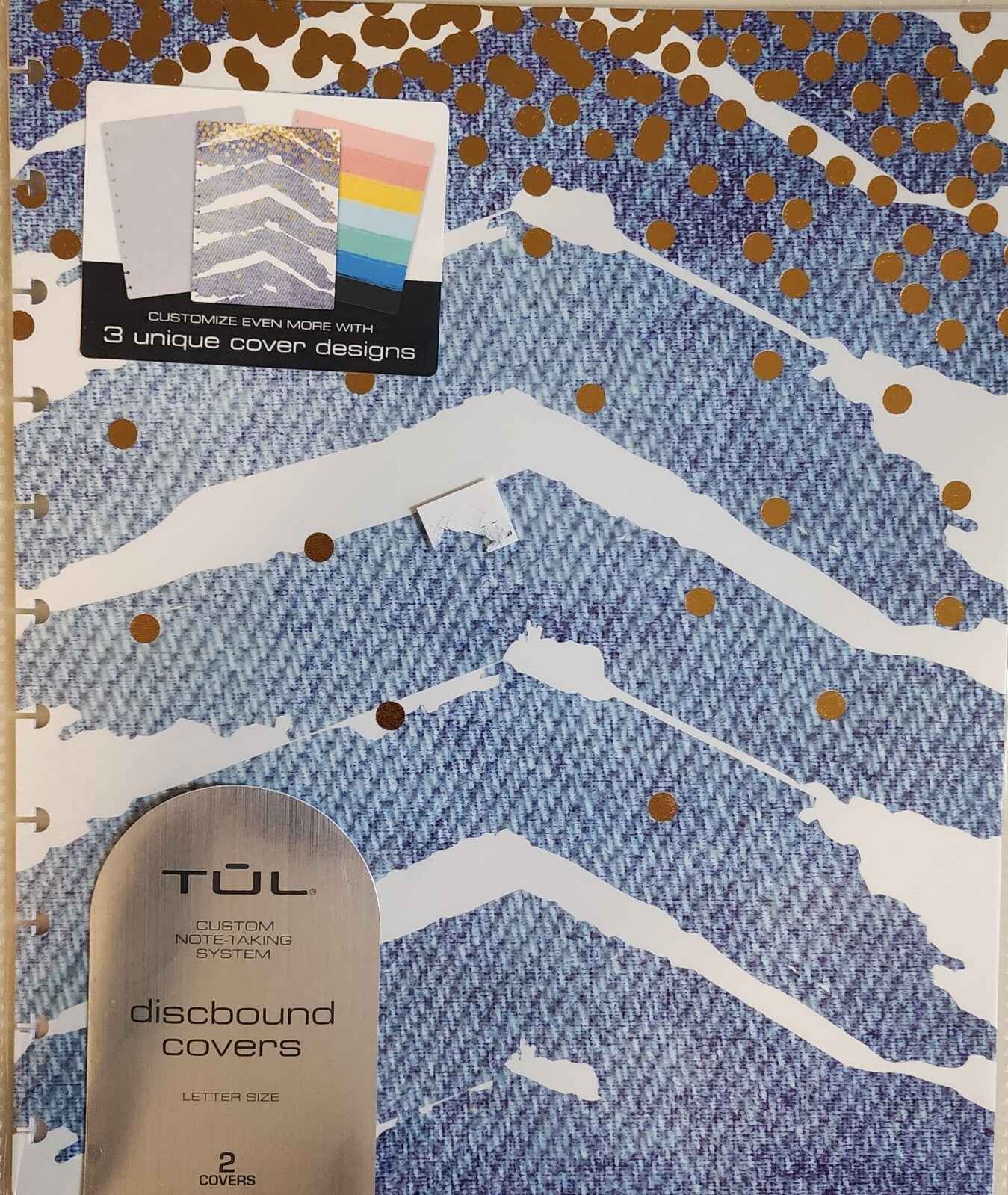 TUL Discbound Reversible Notebook Covers Letter Size Denim Chevron ...