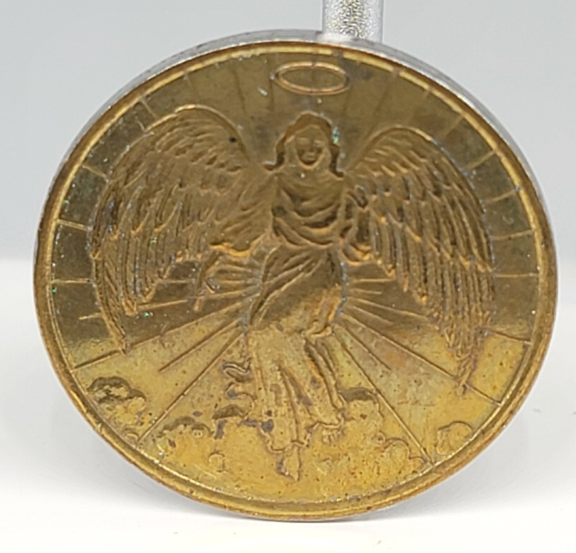 Guardian Angel Token Coin Medal Gold Tone Metal Halo Wings Christianity ...