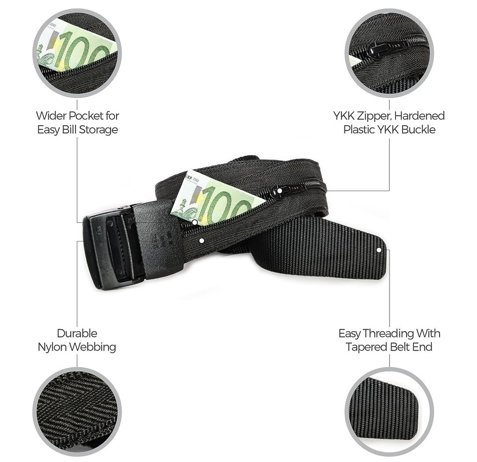 Travel Security Money Belt with Hidden Pocket Anti-Theft Hidden Waist ...